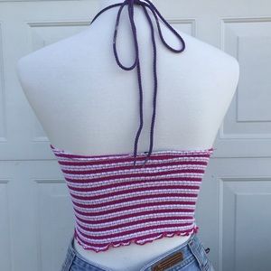 Vintage | Tops | Vintage Colorful Striped Ruffle Halter Top | Poshmark